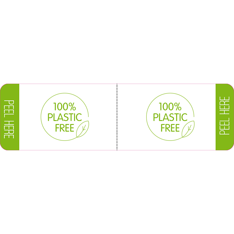100% Plastic Free Card Catch Stickers 70x20mm | Eco Labels
