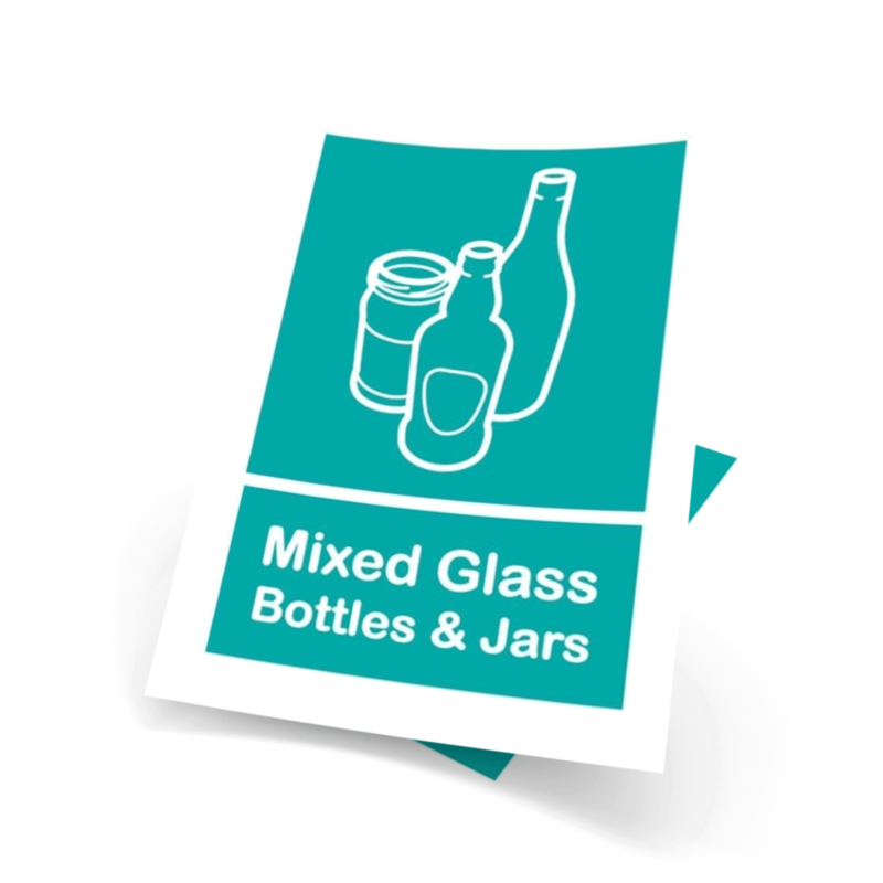Mixed Glass Recycling Bin Sticker 148x210mm | Labels Online